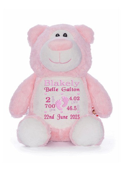 Personalised Bear Pink Cubbie - Stitch Witch Collection